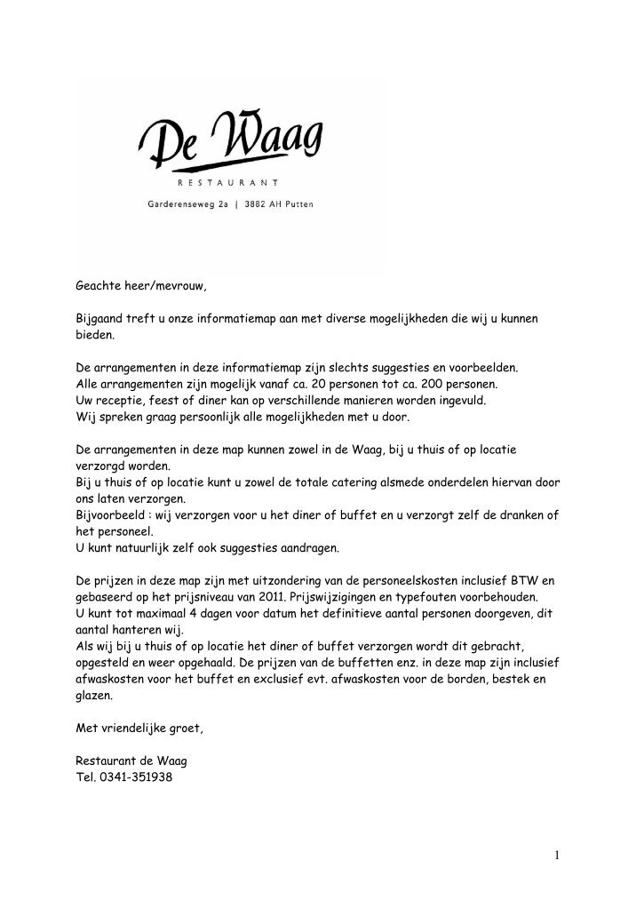 Geachte heer/mevrouw, Wij schrijven u in het kader van het ...