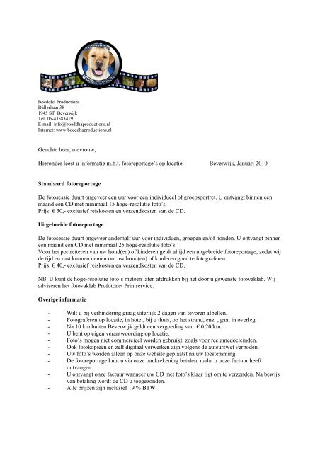 Geachte heer, mevrouw, Hieronder leest u informatie m.b.t.