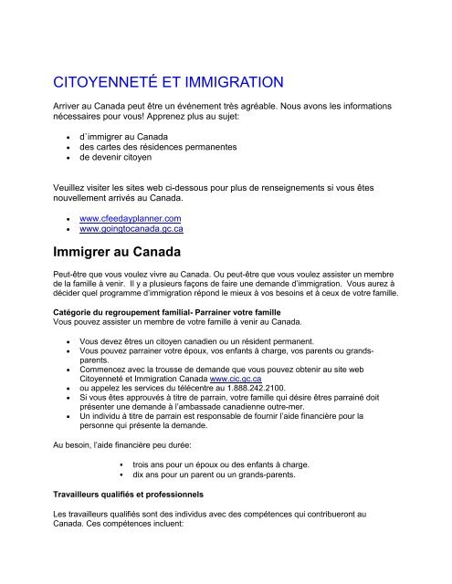 CITOYENNETÉ ET IMMIGRATION - Calgary Immigrant Seniors