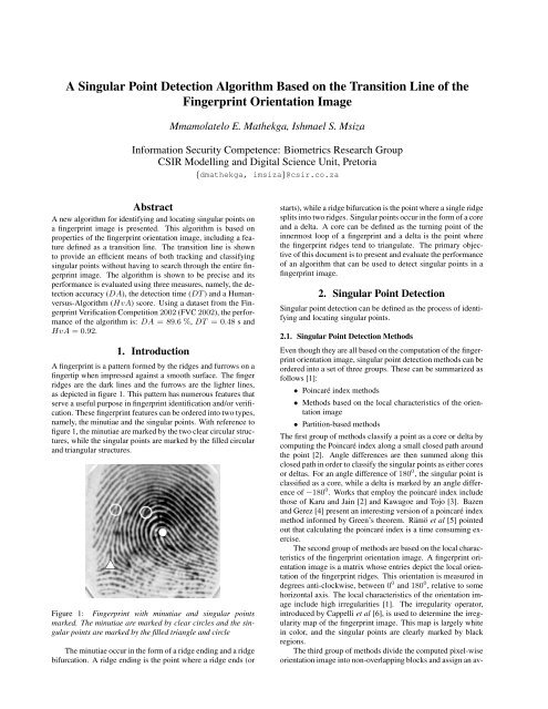 A Singular Point Detection Algorithm Based on the Transition ... - prasa