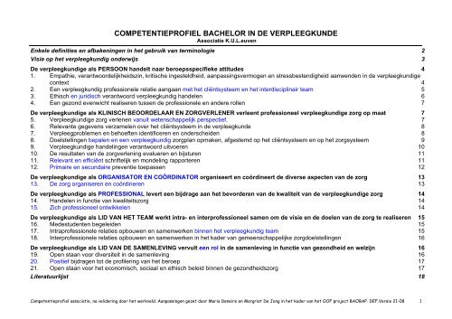 Volledig competentieprofiel verpleegkunde