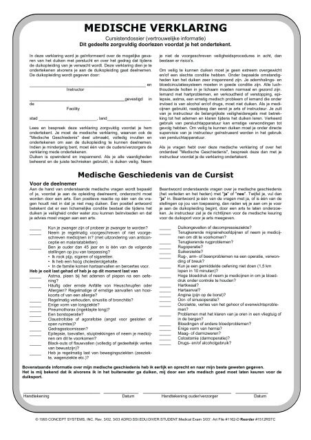 SSI medische verklaring - Sportduikarts.nl