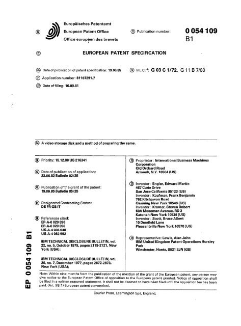 European Patent Office - EP 0054109 B1