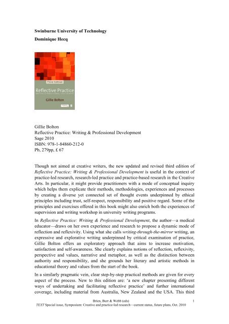 Review of Gillie Bolton Reflective Practice - Text
