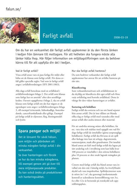 Informationsblad om farligt avfall - Falu Kommun