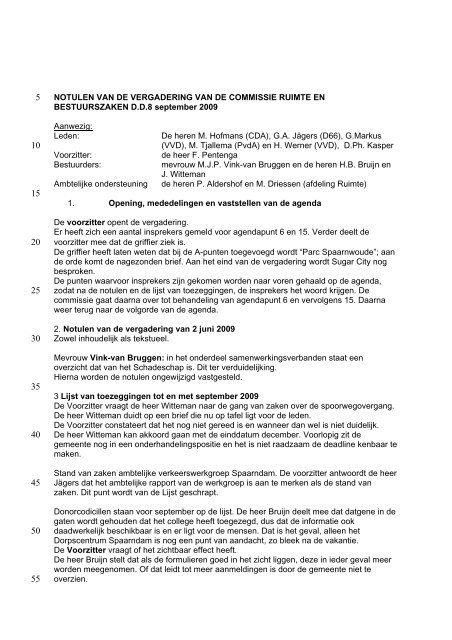 NOTULEN VAN DE VERGADERING VAN DE COMMISSIE RUIMTE ...