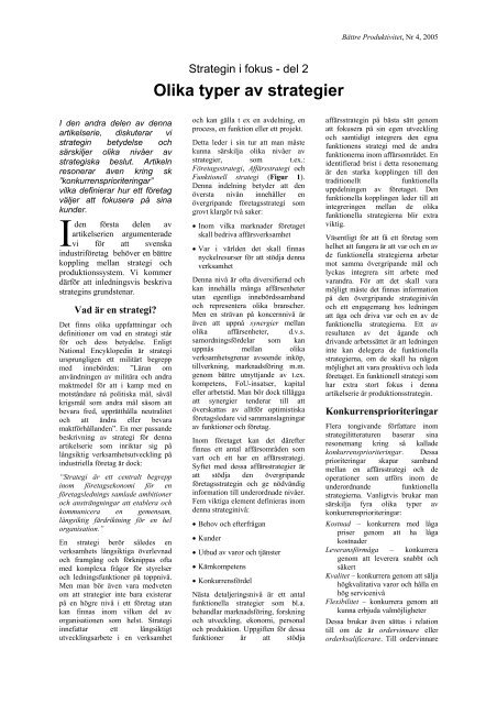 Olika typer av strategier - WoxénCentrum