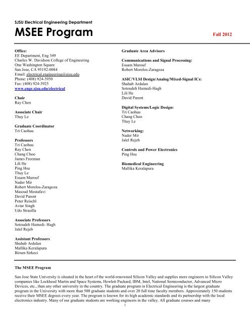 MSEE Program PDF - Electrical Engineering - San Jose State ...