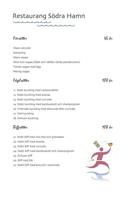 Á La Carte meny - Restaurang Södra Hamn