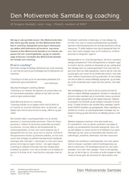 download gregers' artikel om den motiverende samtale og coaching