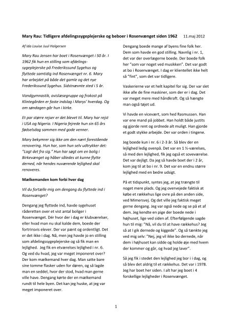 Læs interview med Mary Rau her - Velkommen til siden om ...