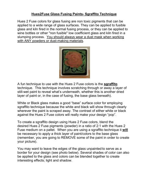 Hues2Fuse Glass Fusing Paints- Sgraffito Technique Hues 2 Fuse ...