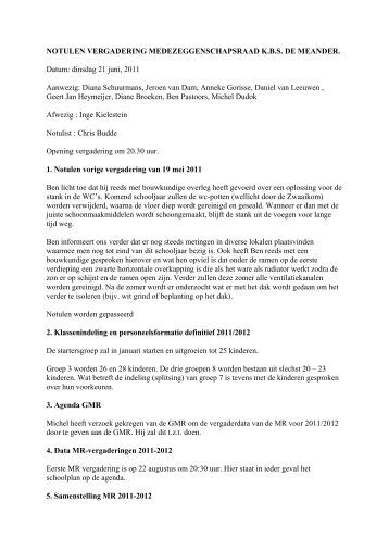 Notulen vergadering nr - Kinderopvang De Palmboom