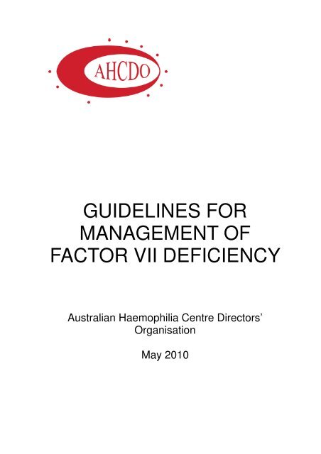 guidelines for management of factor vii deficiency - ahcdo