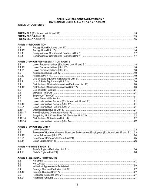 SEIU Local 1000 CONTRACT-VERSION 3 BARGAINING UNITS 1, 3 ...
