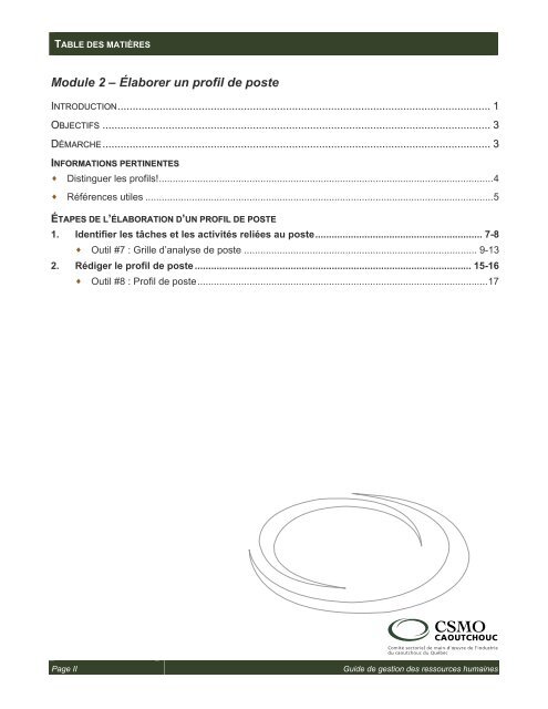 2. Élaborer un profil de poste