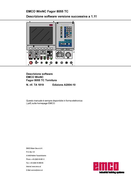EMCO WinNC Fagor 8055 TC Descrizione software versione ...