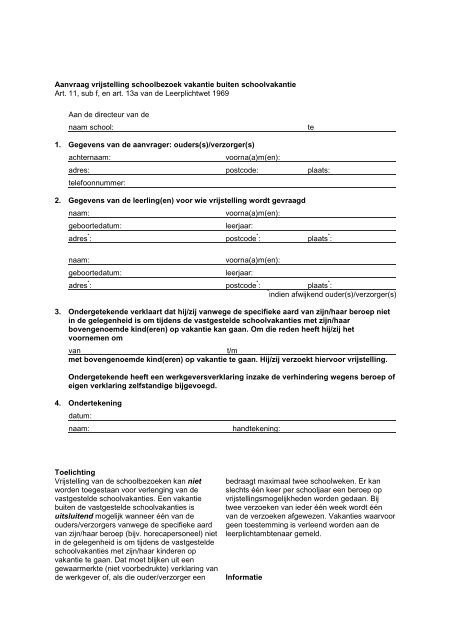 aanvraagformulier bijzonder verlof - Gemeente Voorst