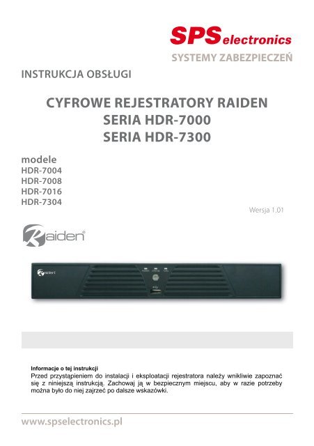 instrukcja obsługi cyfrowe rejestratory raiden seria hdr-7000 seria ...