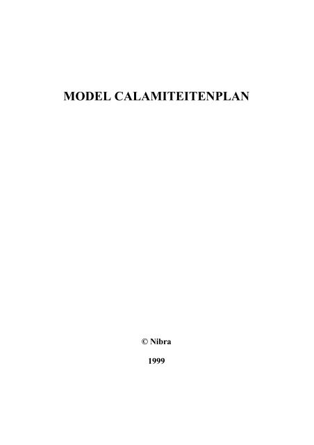 MODEL CALAMITEITENPLAN - BrandweerKennisNet