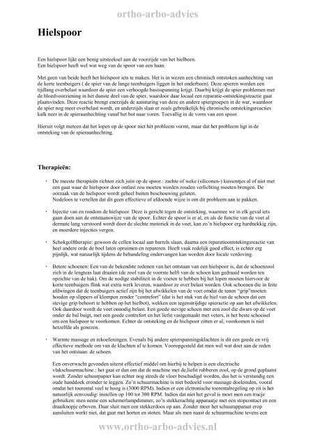 Hielspoor, hoe kom ik er vanaf? - Ortho-Arbo-Advies