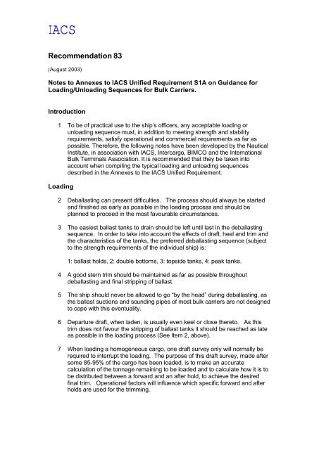 Loading Unloading Sequence for Bulk Carriers - Maritime Sun