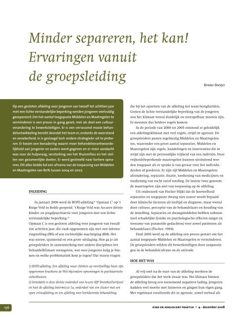 Minder separeren, het kan! Ervaringen vanuit de ... - Accare