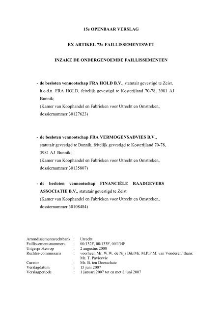 15e OPENBAAR VERSLAG - CMS Derks Star Busmann