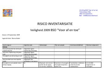 Voorbeeld Risico Inventarisatie en Evaluatie, RI&E - Proveiance