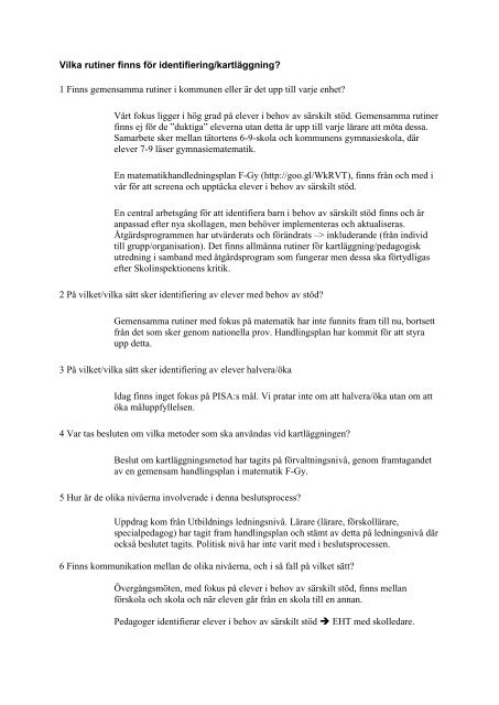 Missiv A – elever i behov av stöd - Svedala kommun