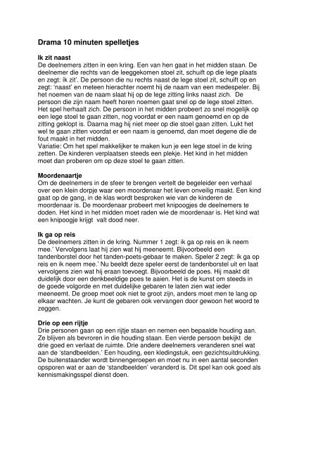 Drama 10 minuten spelletjes - Juf-Moniek