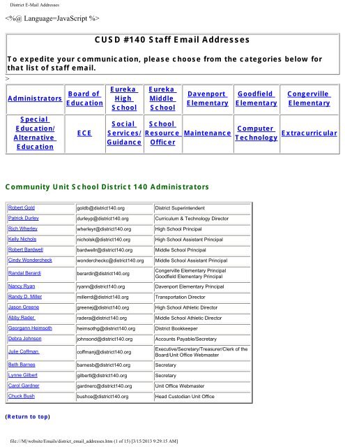 Staff Email Directory - CUSD #140 Home