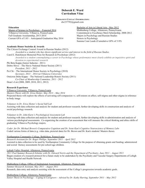 resume - deborah elaine ward