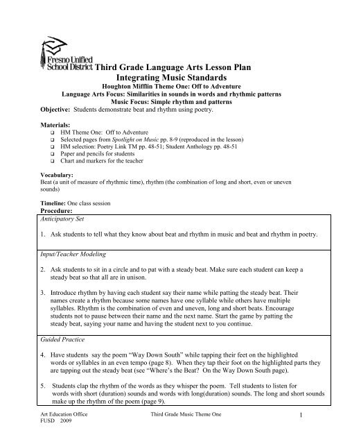First Grade Language Arts Lesson Plan