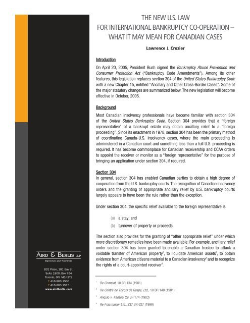 Larry Crozier - Aird and Berlis LLP