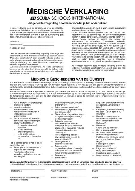 SSI medische verklaring Nederlands - SeaSee Travel