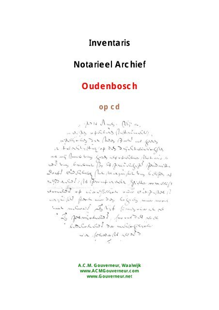 Inventaris Notarieel Archief Oudenbosch