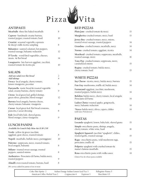 Menu - Pizza Vita