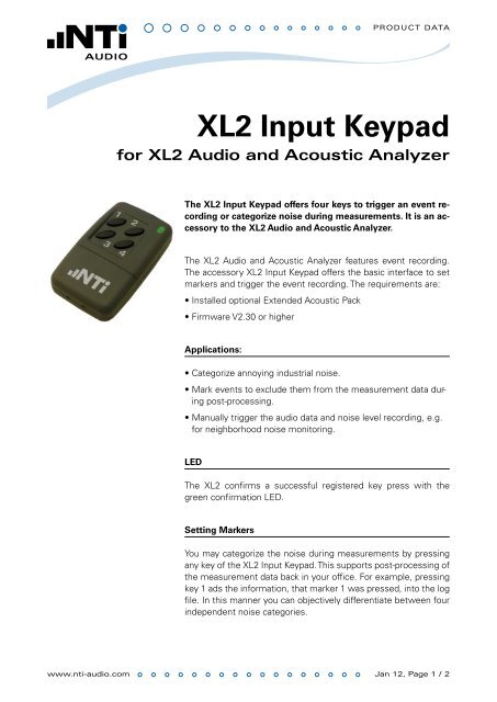 XL2 Input Keypad