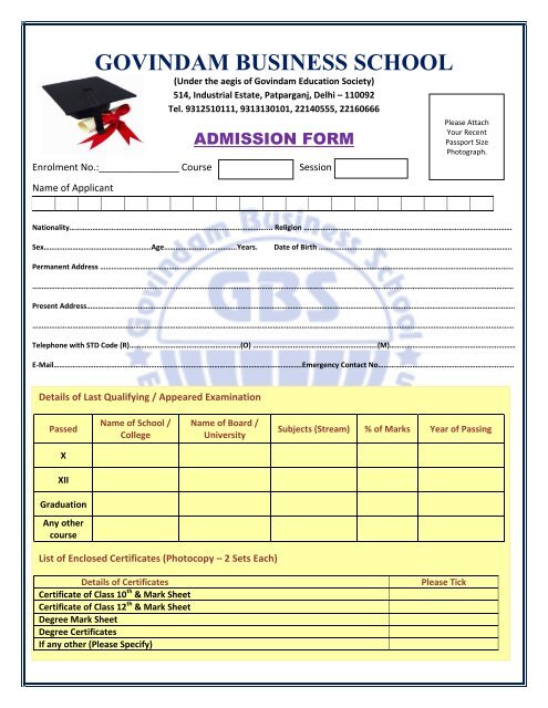 Printable College Application Forms