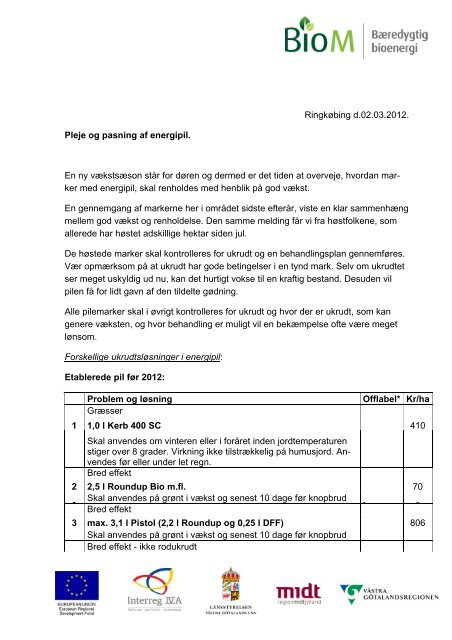 Pleje og pasning af pil 2012