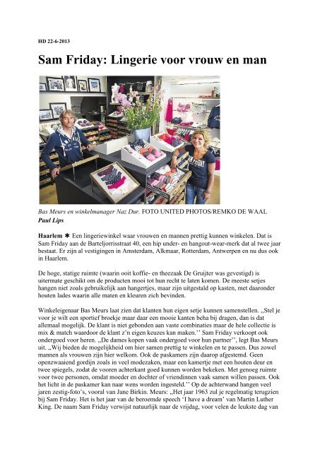 Sam Friday: Lingerie voor vrouw en man