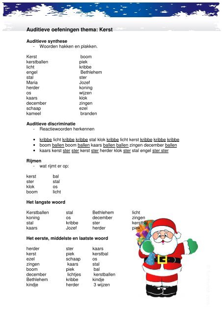 Auditieve oefeningen thema: Kerst - Juf-Moniek