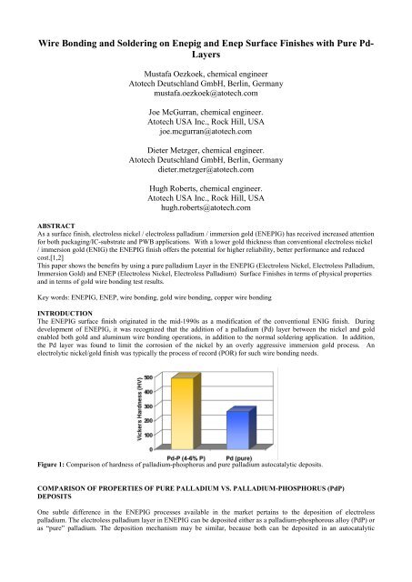 Wire Bonding and Soldering on Enepig and Enep Surface Finishes ...