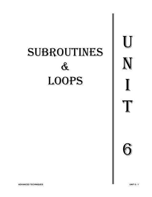 SUBROUTINES & LOOPS - 1