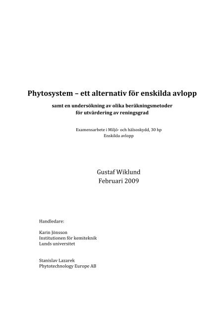 Phytosystem - Alnarp Cleanwater Technology