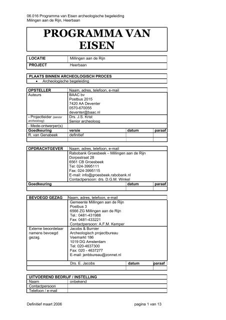 Bijlage 11 Programma van eisen archeologie - Gemeente Millingen ...