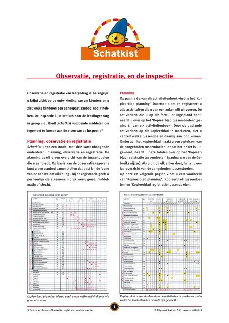 Schatkist observatielijstinformatie Informatie bij de observatielijst ...