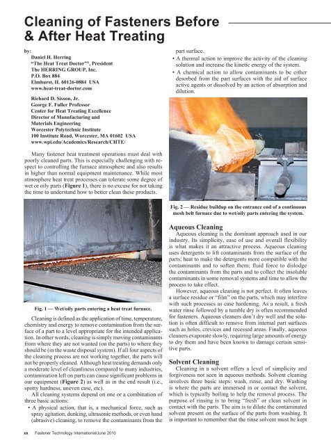 Cleaning of Fasteners Before & After Heat Treating