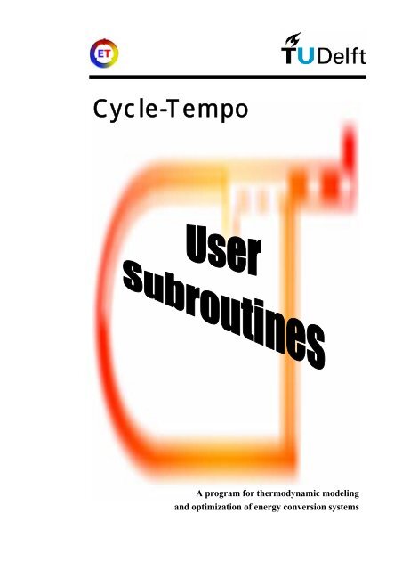 User Subroutines Guide Cycle Tempo 5631